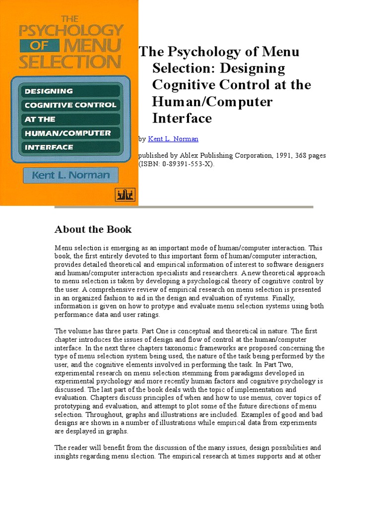 Menu Selection in Human-Computer Interaction | PDF | User Interface ...