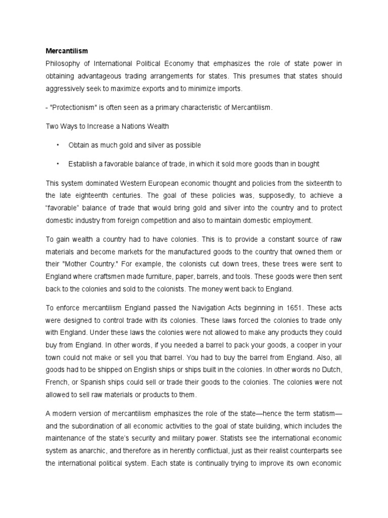 Mercantilism and Liberalism | Mercantilism | Liberalism