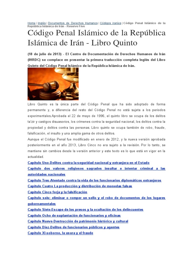 Código Penal de Irán | PDF | Prisión | Delito