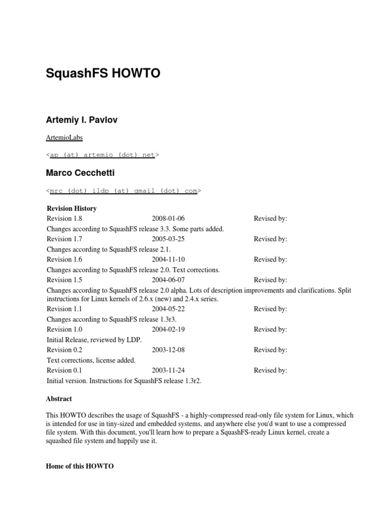 Squashfs Howto | PDF | File System | Linux Distribution