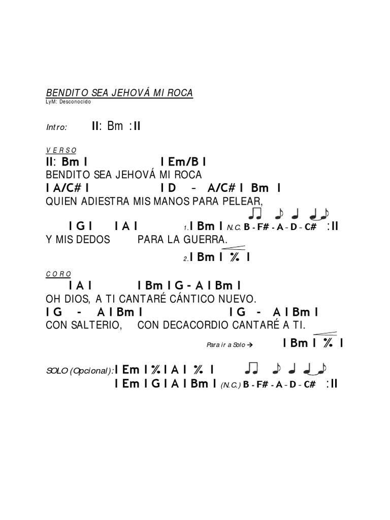 Bendito Sea Jehova Mi Roca | PDF