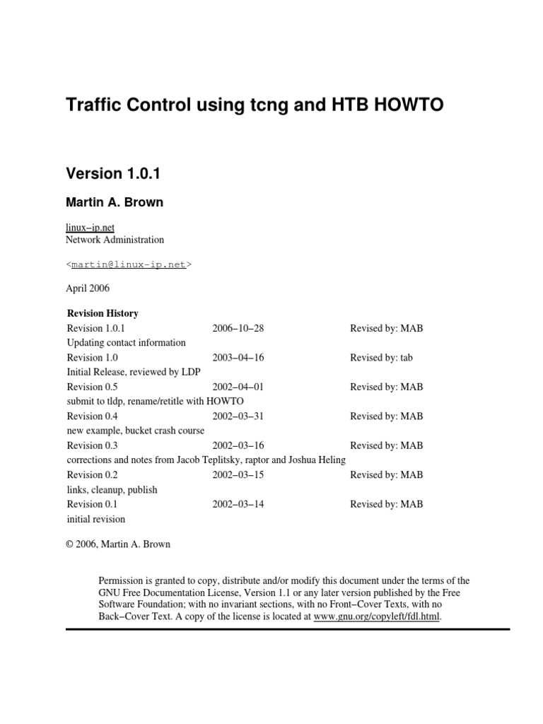Traffic Control TCNG HTB Howto | PDF
