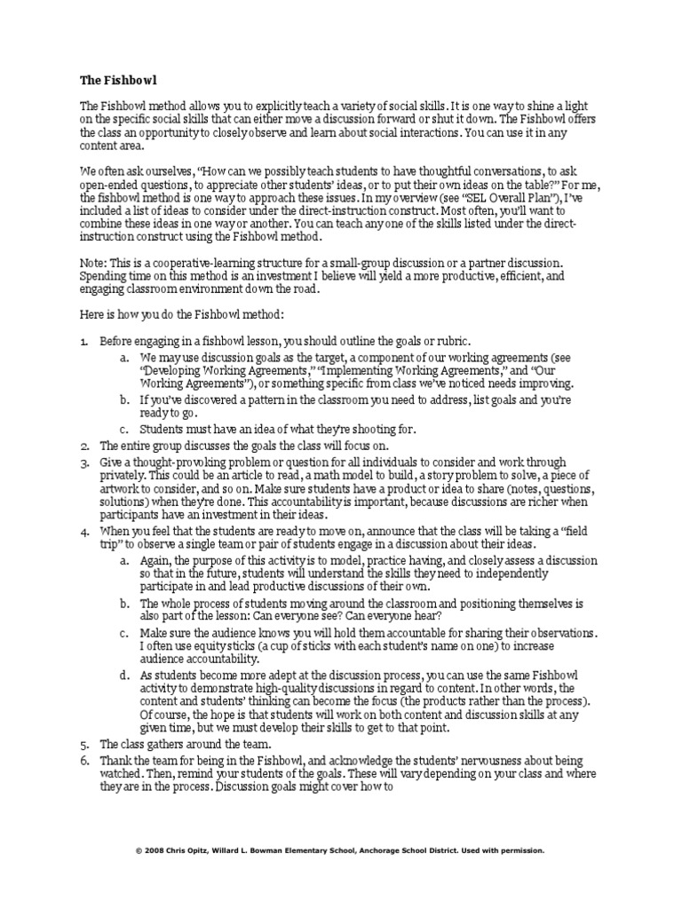 Bowman Fishbowl Method | Teaching Method | Education Theory