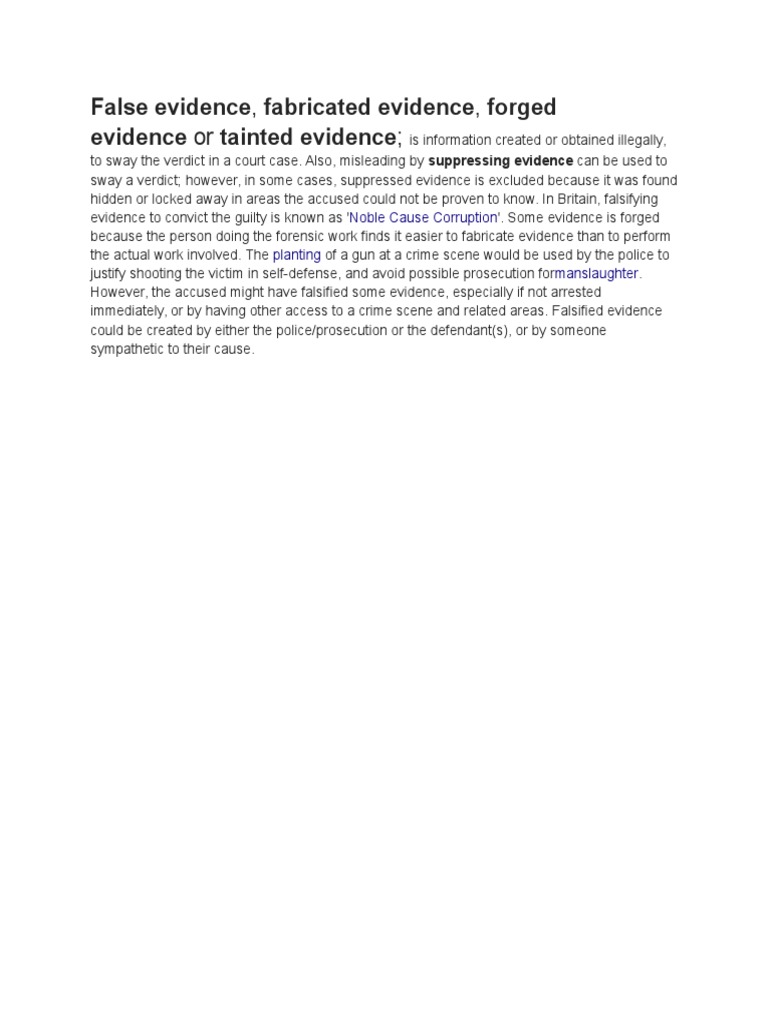 Understanding Falsified Evidence in Court | PDF | Social Science