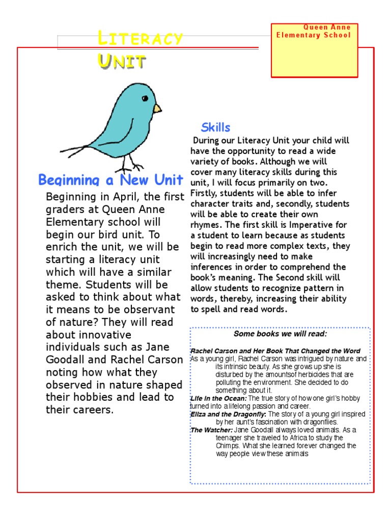 Literacy Unit Newsletter | PDF