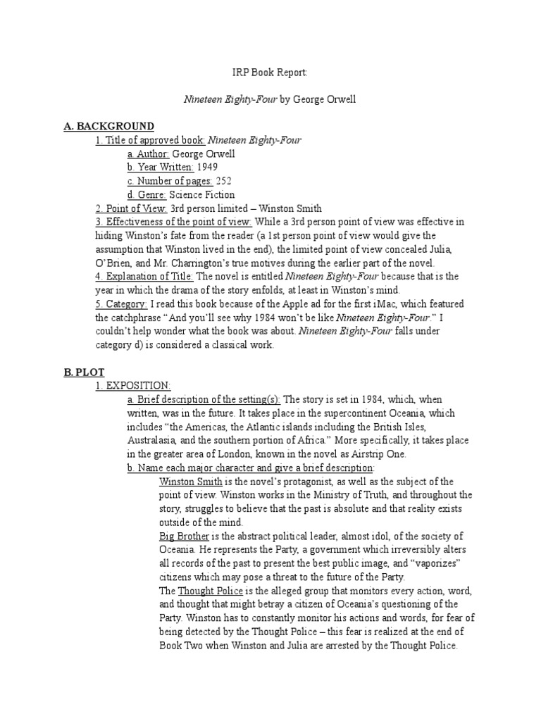 1984 Book Report | PDF