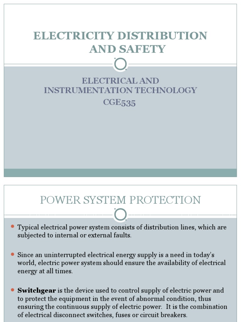 Electricity distribution and safety.ppt | Electric Power System | Power ...