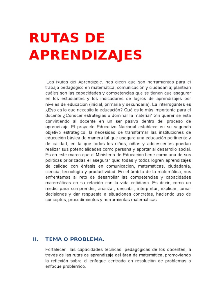 Rutas De Aprendizaje Pdf Educación Primaria Enseñanza De Matemática