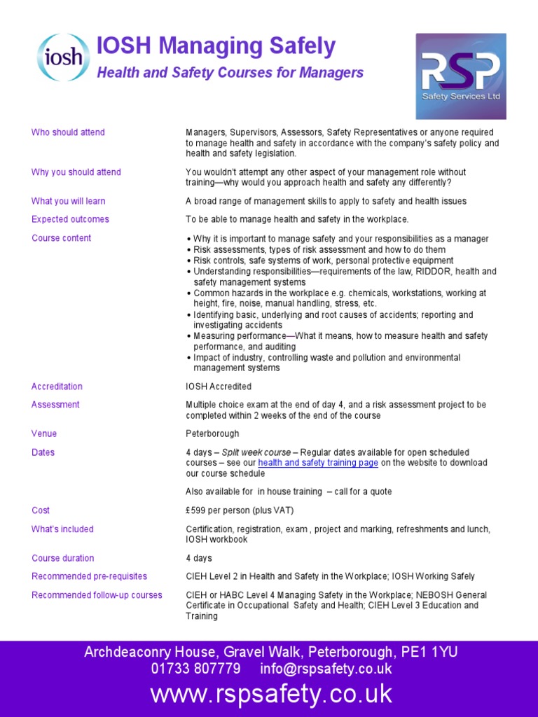 IOSH Managing Safely | PDF