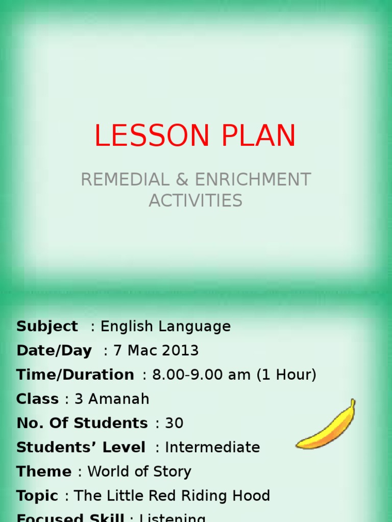 Lesson Plan Remedial | PDF | Lesson Plan | Question