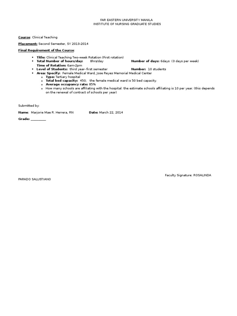 Clinical Teaching Rotation Plan | PDF | Pharmaceutical Drug | Nursing