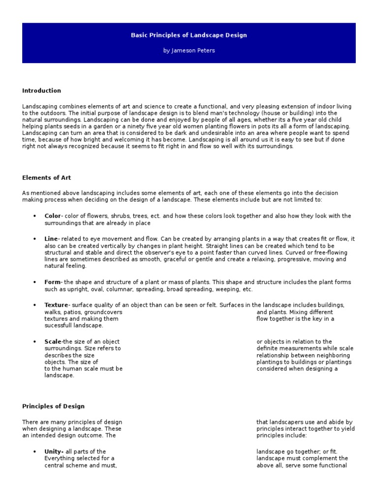 Basic Principles of Landscape Design | PDF | Shape | Gardens