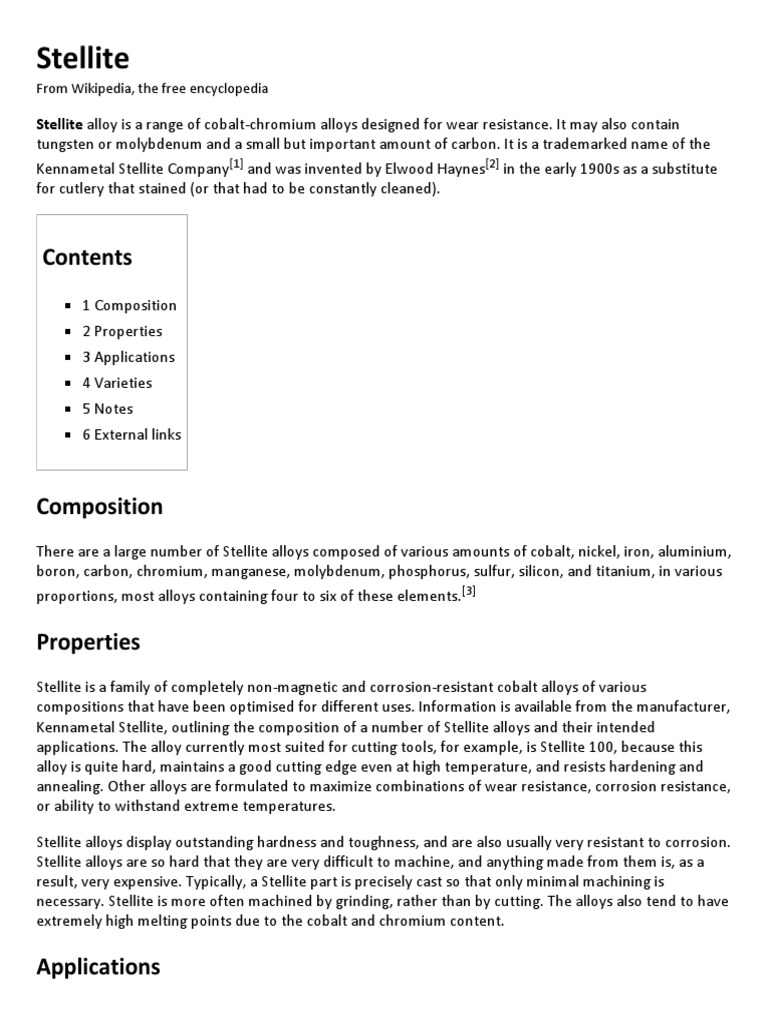 Stellite - Wikipedia, The Free Encyclopedia | Download Free PDF ...