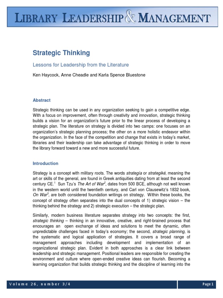 Strategic Thinking | PDF | Strategic Thinking | Strategic Management