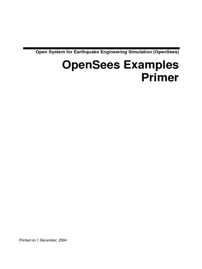 OpenSees Examples Primer 2004 | PDF | Eigenvalues And Eigenvectors | Simulation