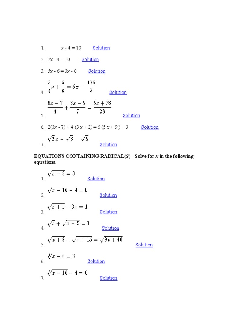Algebra Exercise | PDF