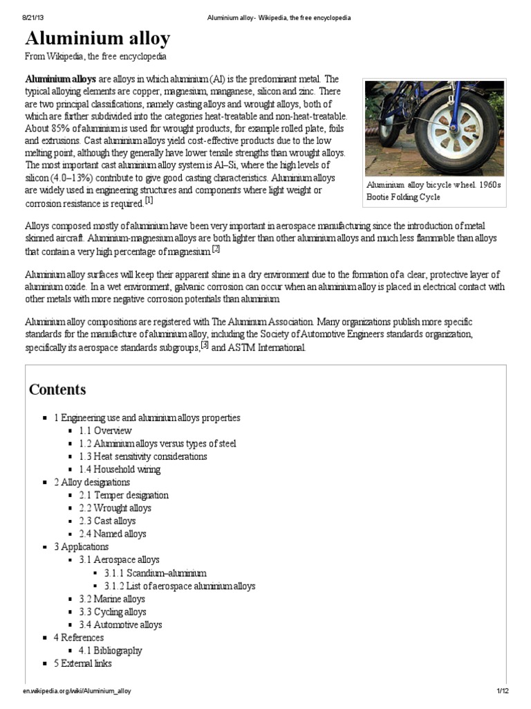 Aluminium Alloy - Wikipedia, The Free Encyclopedia | PDF | Heat ...