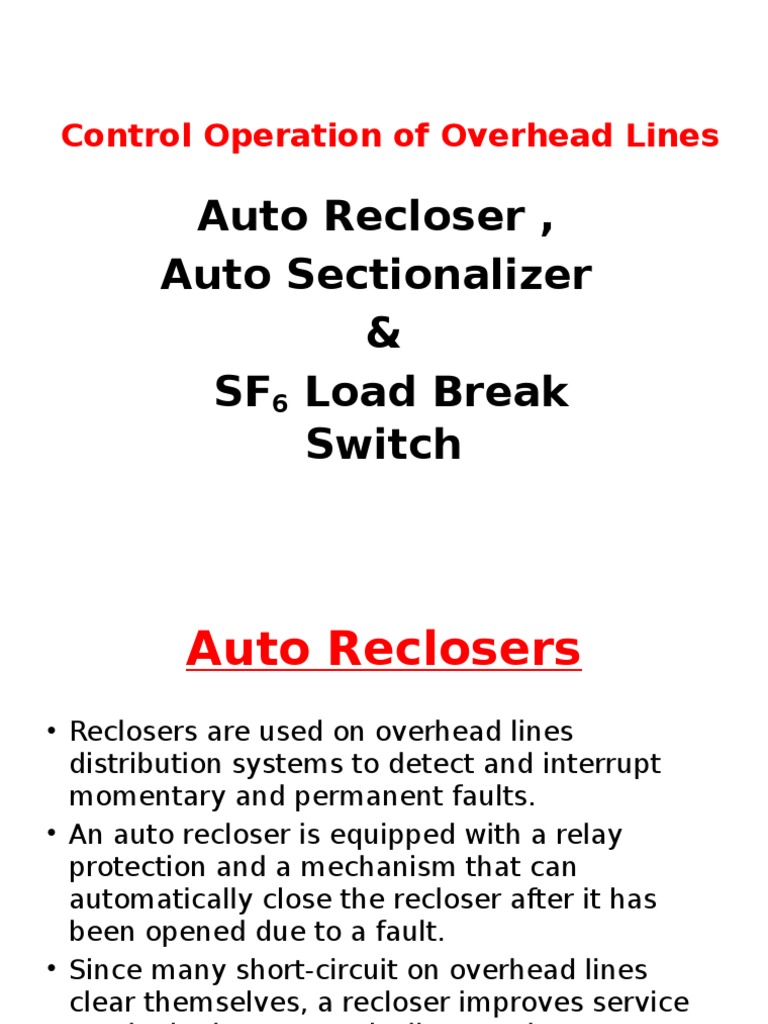 Overhead Line Recloses | PDF | Electrical Components | Power Engineering