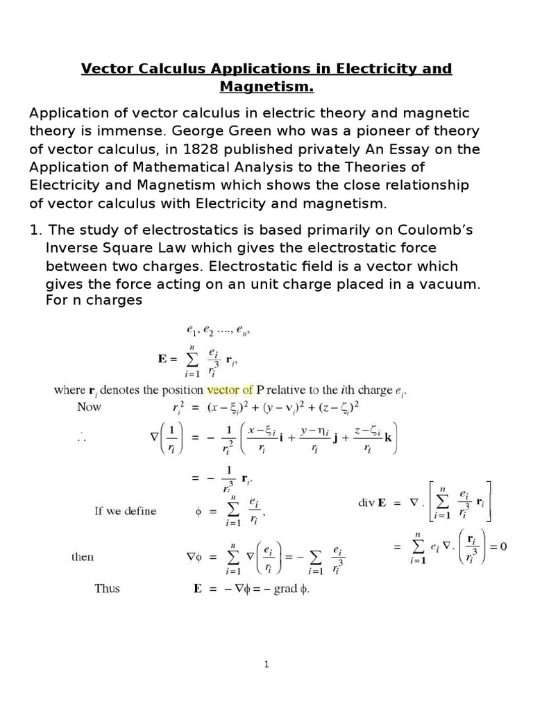 Vector Calculus Applications in Electricity and Magnetism | PDF | Flux ...