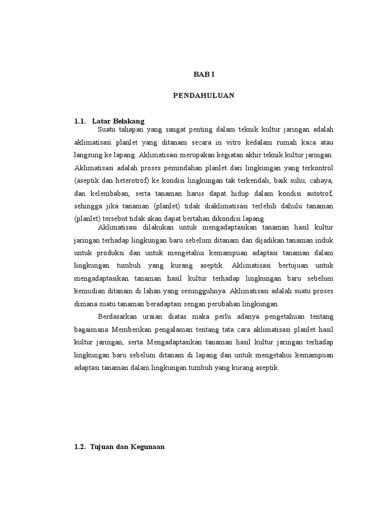Aklimatisasi Planlet Kultur Jaringan | PDF
