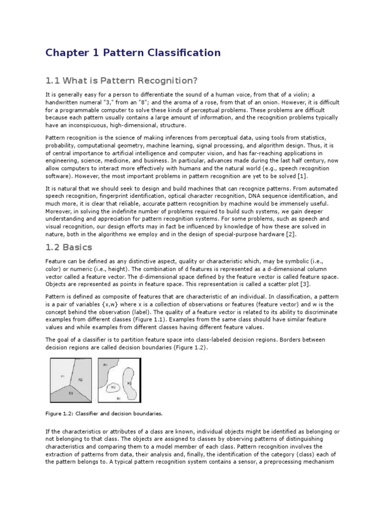 Chapter 1 Pattern Classification Pdf Pattern Recognition