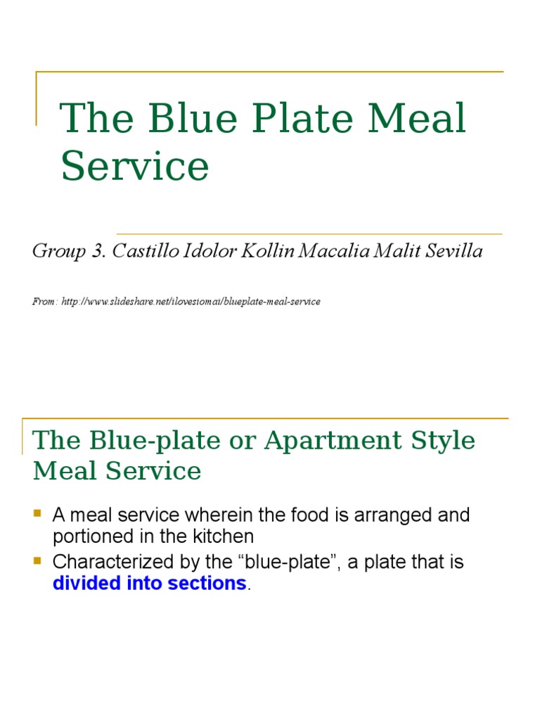 Blue Plate Service | PDF | Tableware | Food And Drink