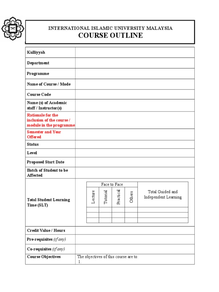 MQA 02 Standard Course Outlines | PDF | Engineering | Lecture