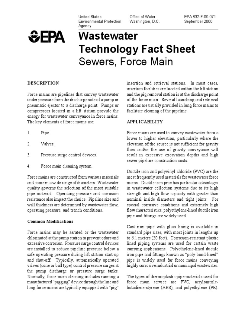 Force Main Sewers | PDF | Sanitary Sewer | Pipe (Fluid Conveyance)