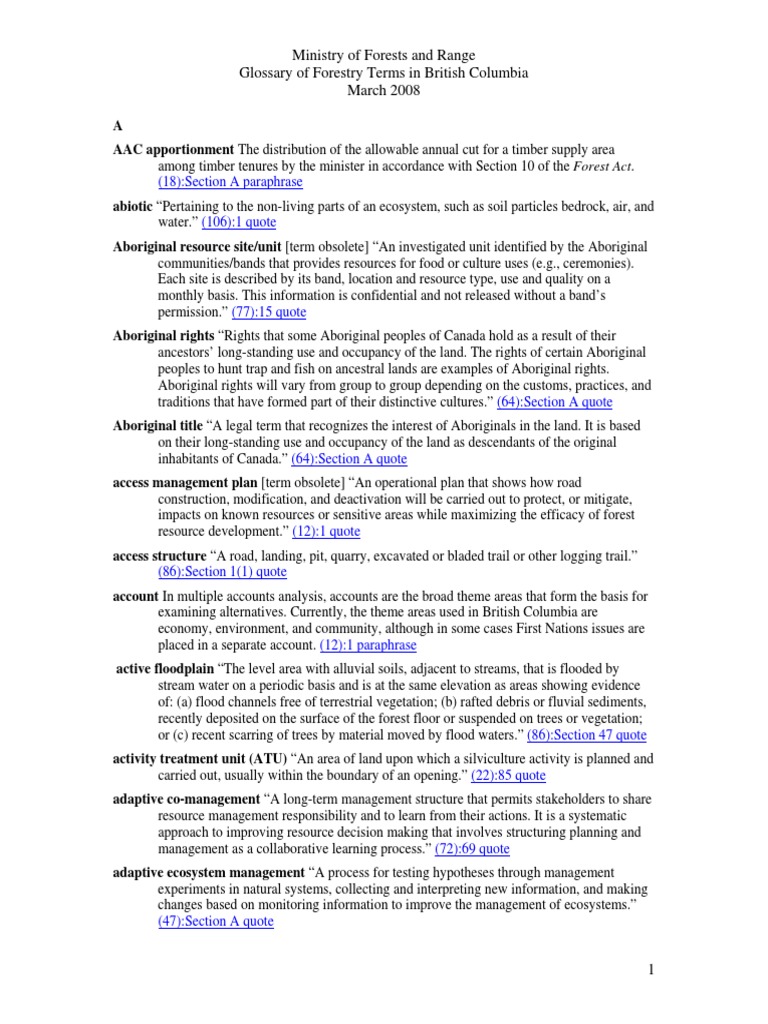 Glossary of Forestry Terms PDF | PDF | Conservation Biology | Forestry