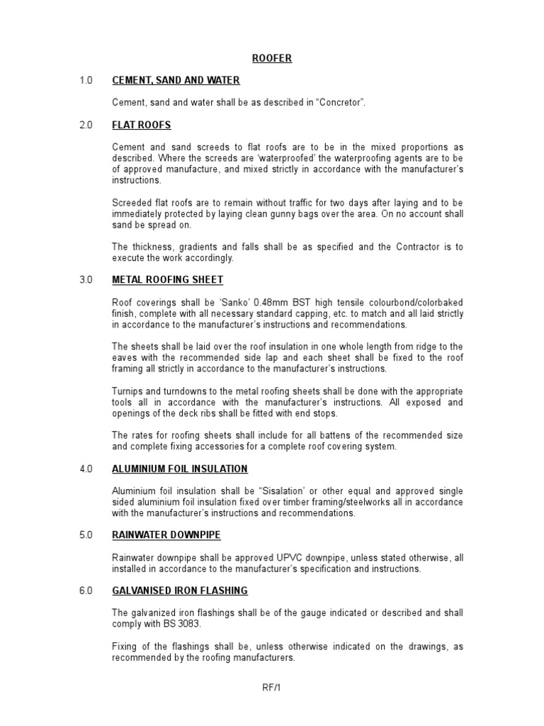 Roofer Cement, Sand and Water | PDF | Roof | Building Technology