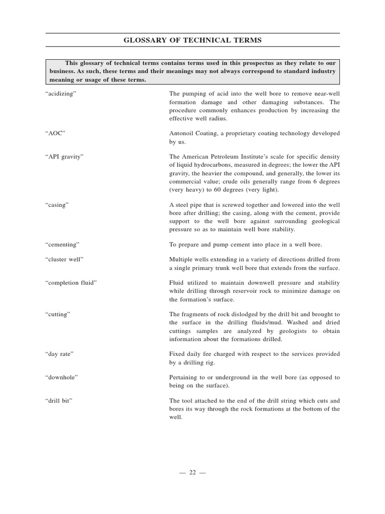 Glossary of Technical Terms | Download Free PDF | Oil Well | Petroleum ...
