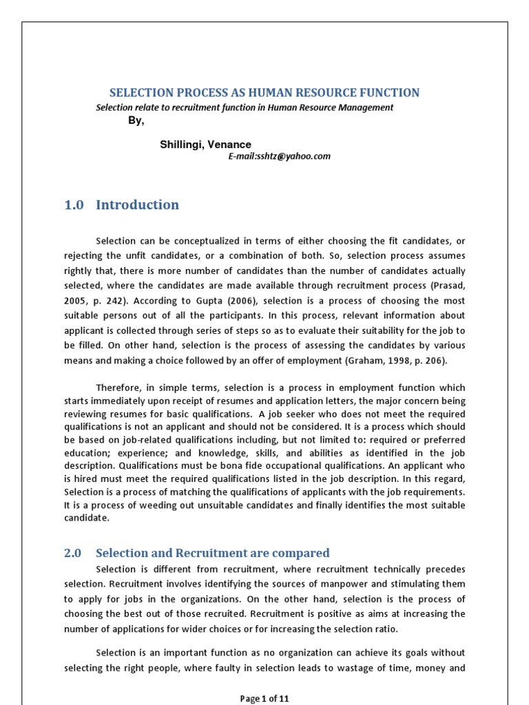HR Selection Process Overview | PDF | Recruitment | Employment
