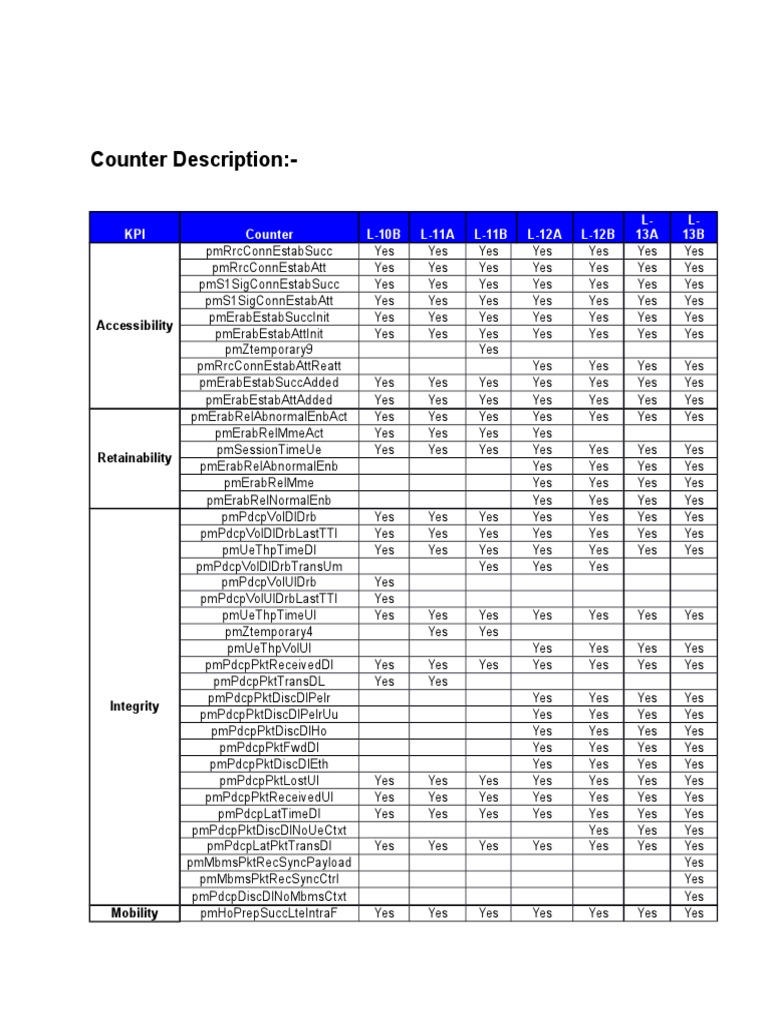 KPI Counter Description | PDF