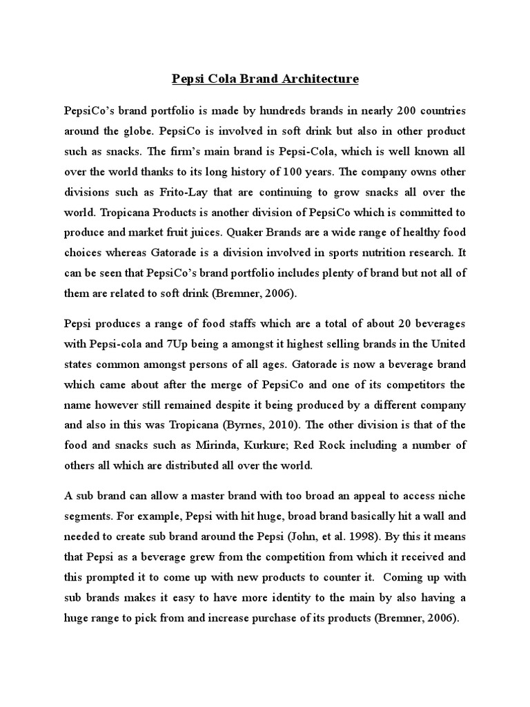 PepsiCo Brand Architecture Overview | PDF | Pepsi Co | Brand