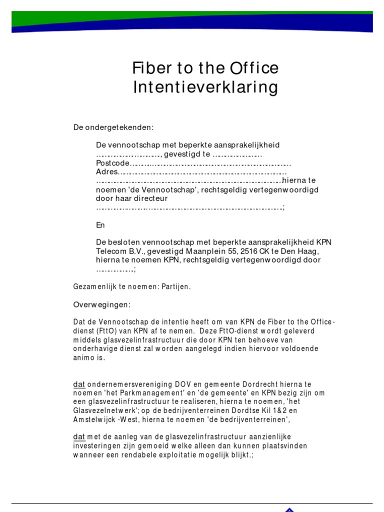 Intentieverklaring Ftto KPN | PDF