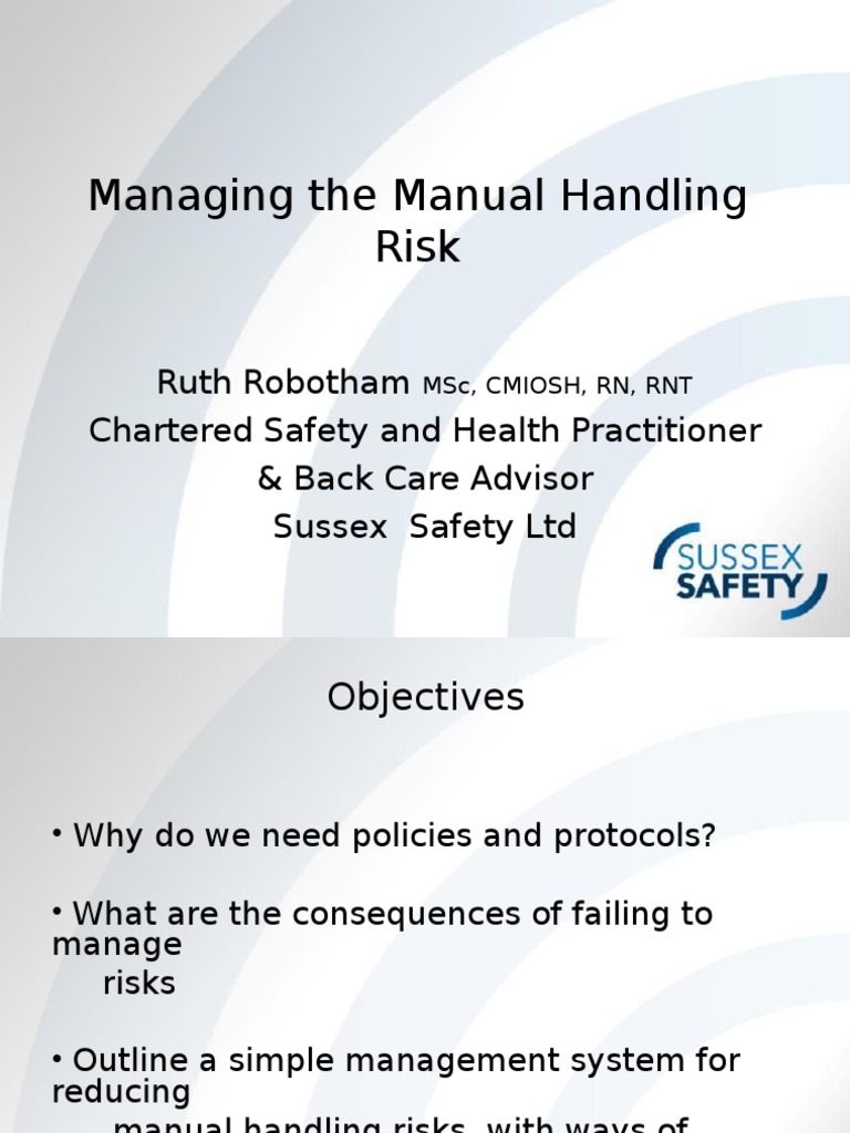 Managing the Manual Handling Risk.ppt | Occupational Safety And Health ...