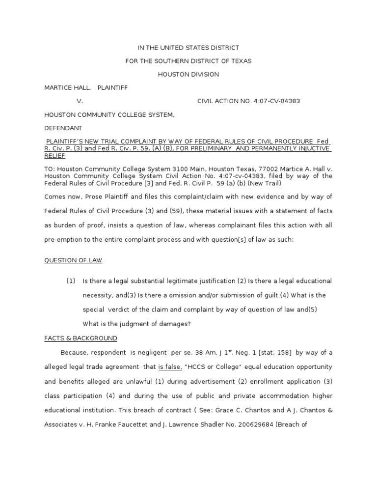 Prima Facie Complaint | Federal Rules Of Civil Procedure | Lawsuit