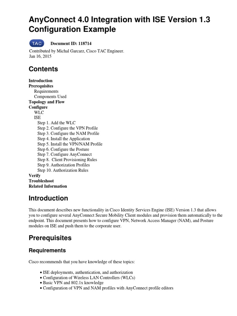 AnyConnect 4.0 Integration With ISE Version 1.3 Configuration Example | PDF | Provisioning ...