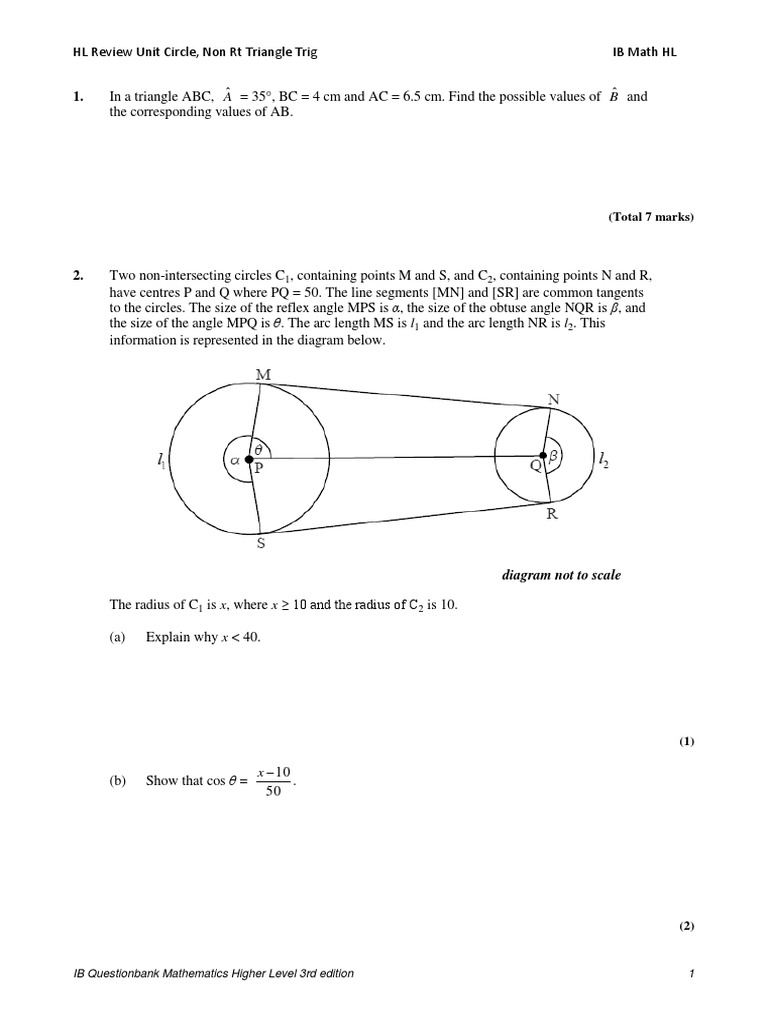 IB Mathematics Trigonometry Questions | PDF | Triangle | Trigonometry