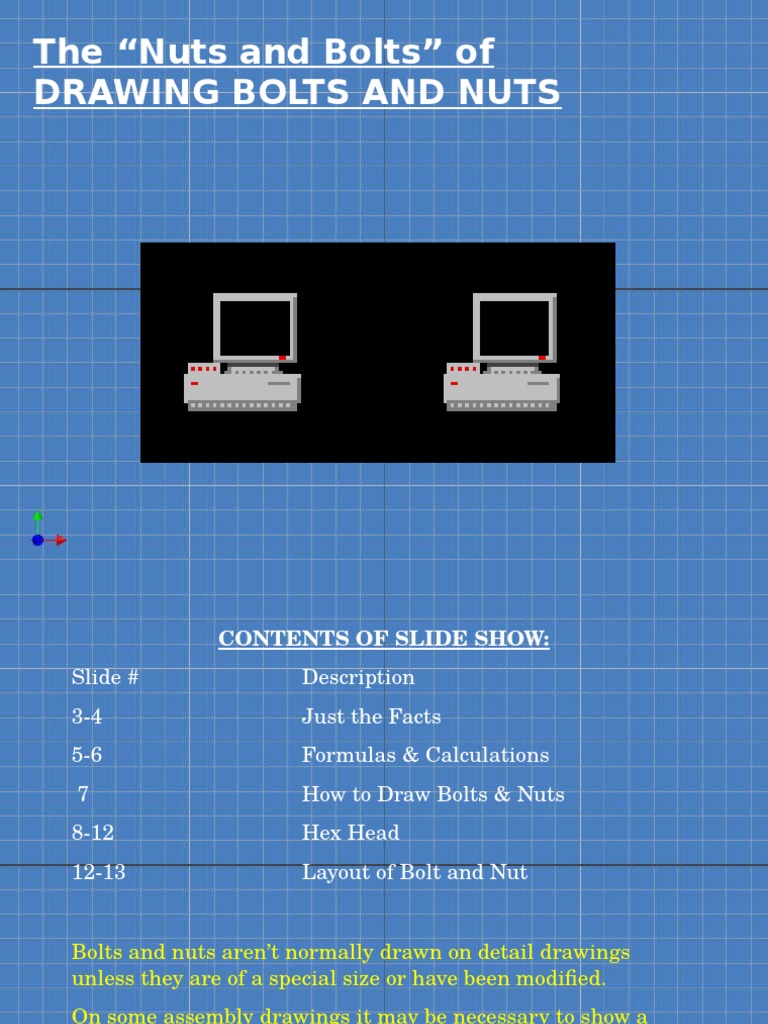 Drawing Bolts and Nuts Guide | PDF | Screw | Nut (Hardware)