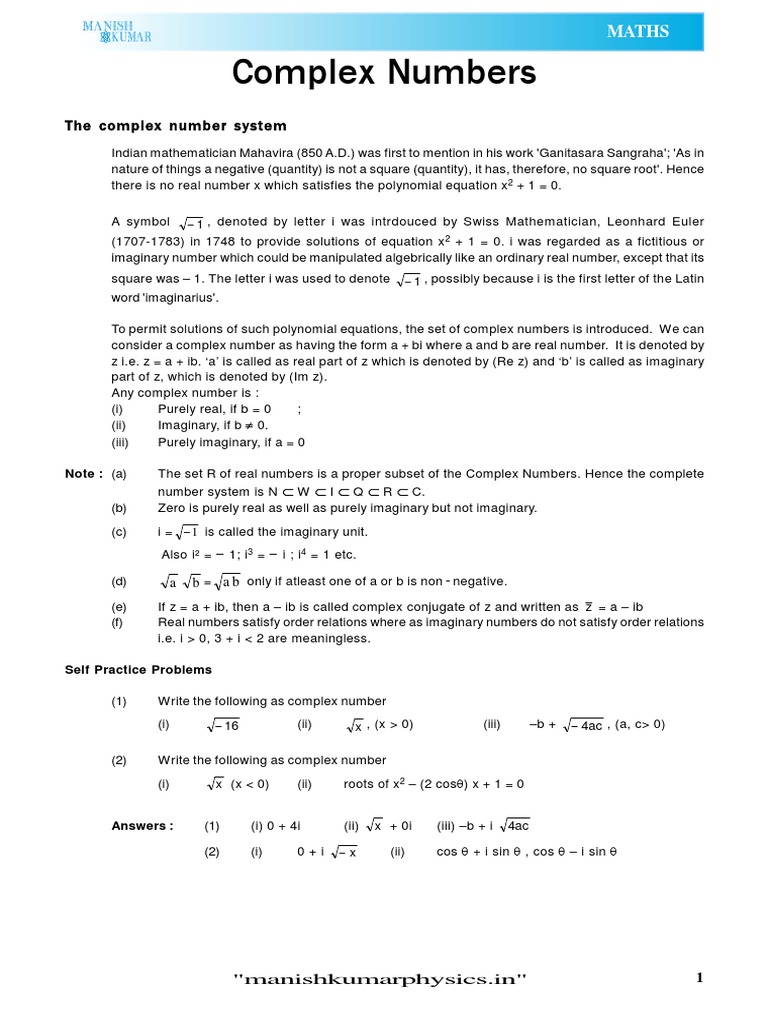 Complex Numbers | Download Free PDF | Complex Number | Circle