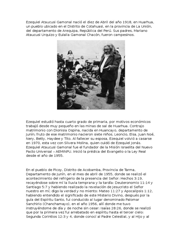 Ezequiel Ataucusi Gamonal Nació El Diez de Abril Del Año 1918 | PDF ...