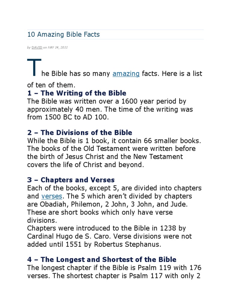 Ten Fascinating Facts About the Bible: Its Origins, Composition ...