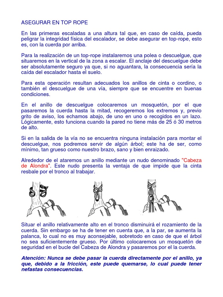 Escalada, Top Rope y Nudos Basicos | PDF | Escalada de roca | Viaje de ...