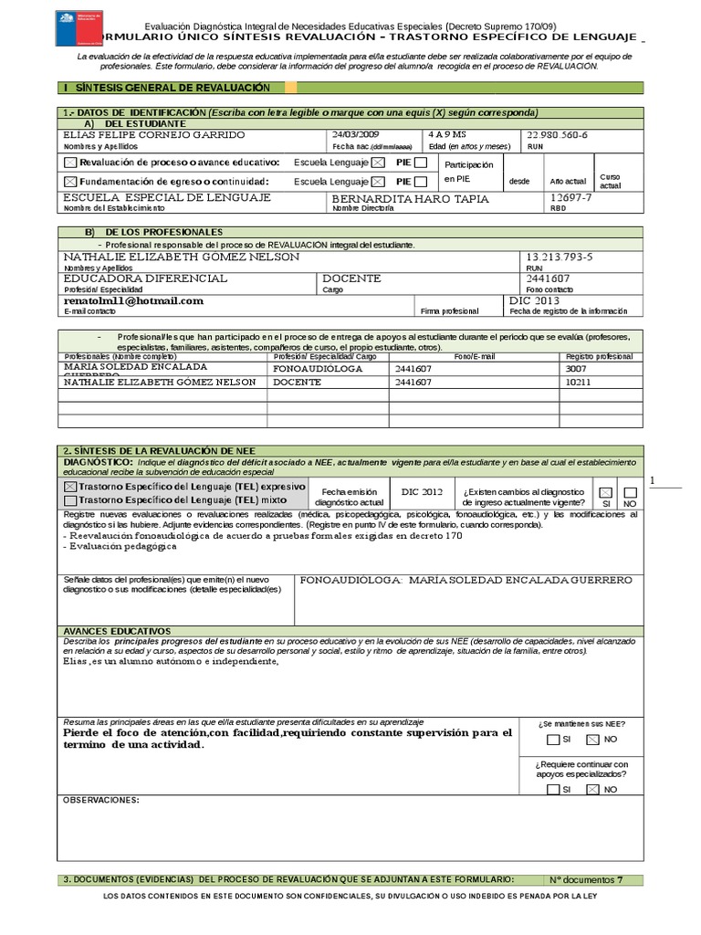 Fu Revaluacion Ejemplo | Aprendizaje | Evaluación
