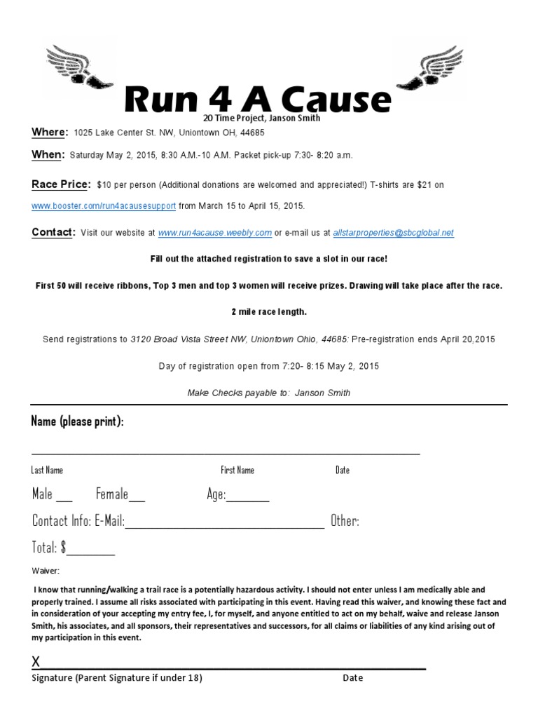 Run 4 A Cause 2-Mile Race Details | PDF | Sports & Recreation
