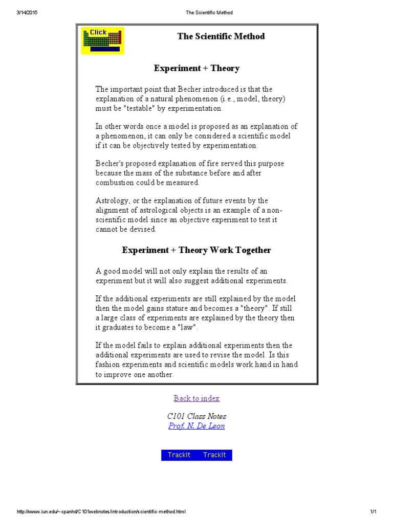 The Scientific Method: C101 Class Notes | PDF