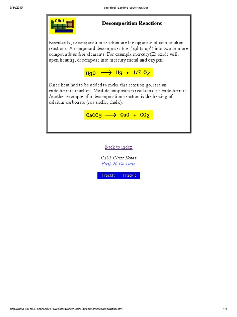 Decomposition Reactions Guide | PDF