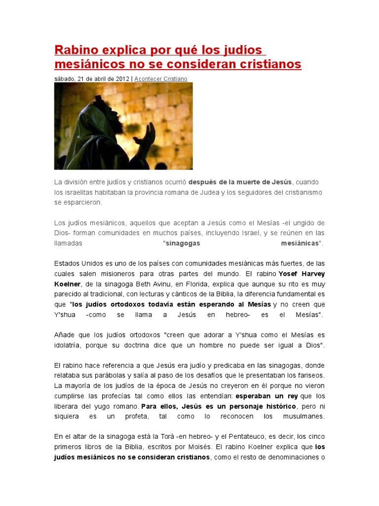 Judíos mesiánicos: fe y distinción cristiana | PDF | Jesús | Mesías