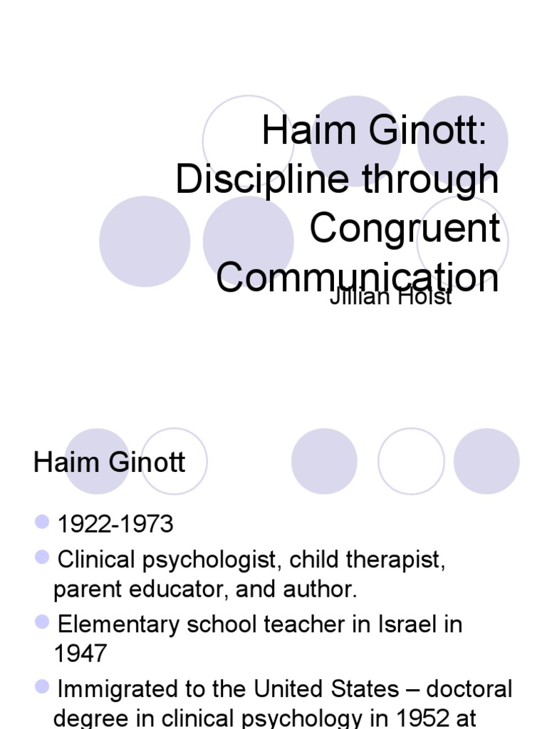 Haim Ginott Congruent Communication | Psychology & Cognitive Science | Teachers